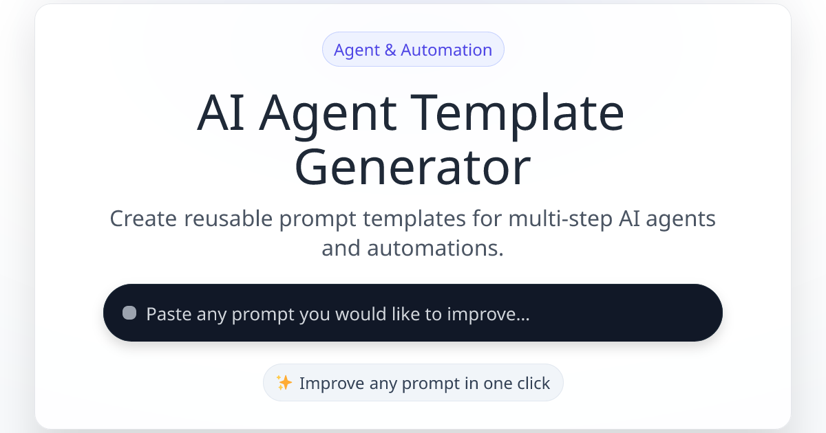 Free AI Agent Template Generator | Prompt Sloth