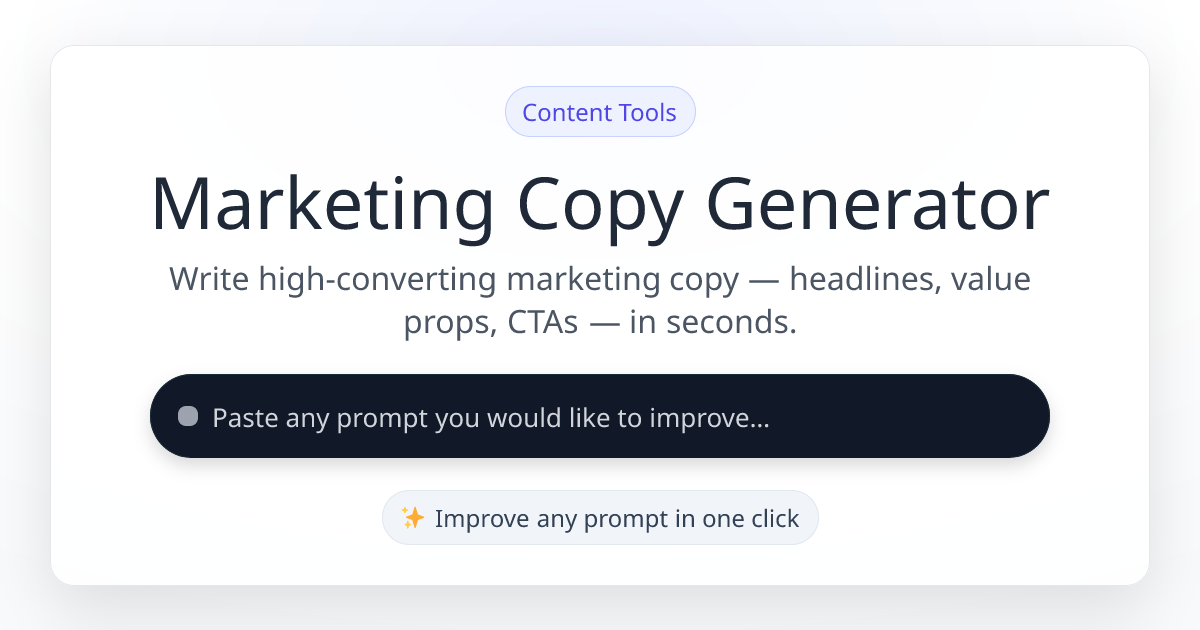 Free Marketing Copy Generator | Prompt Sloth